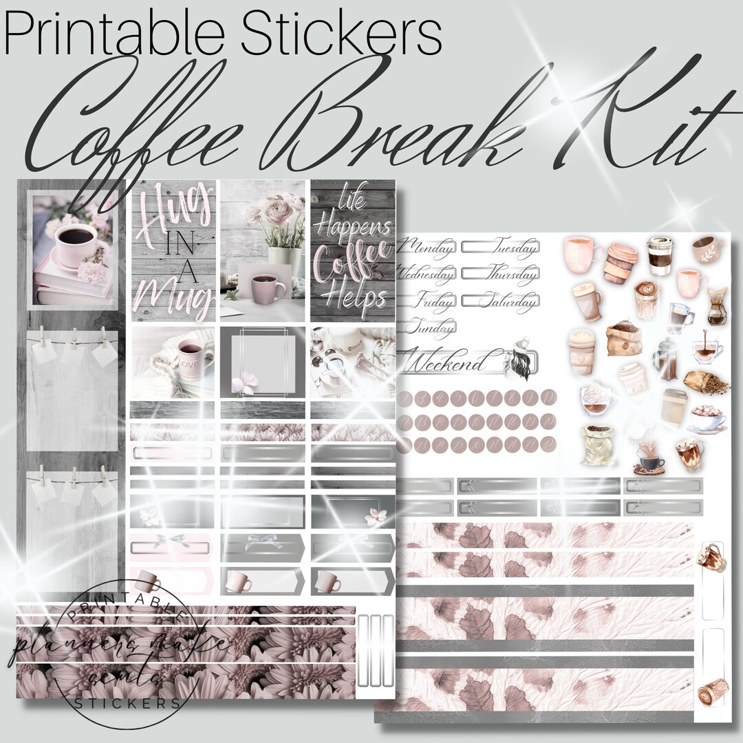 COFFEE LOVERS Printable Planner Stickers/happy Planner/pink Coffee ...