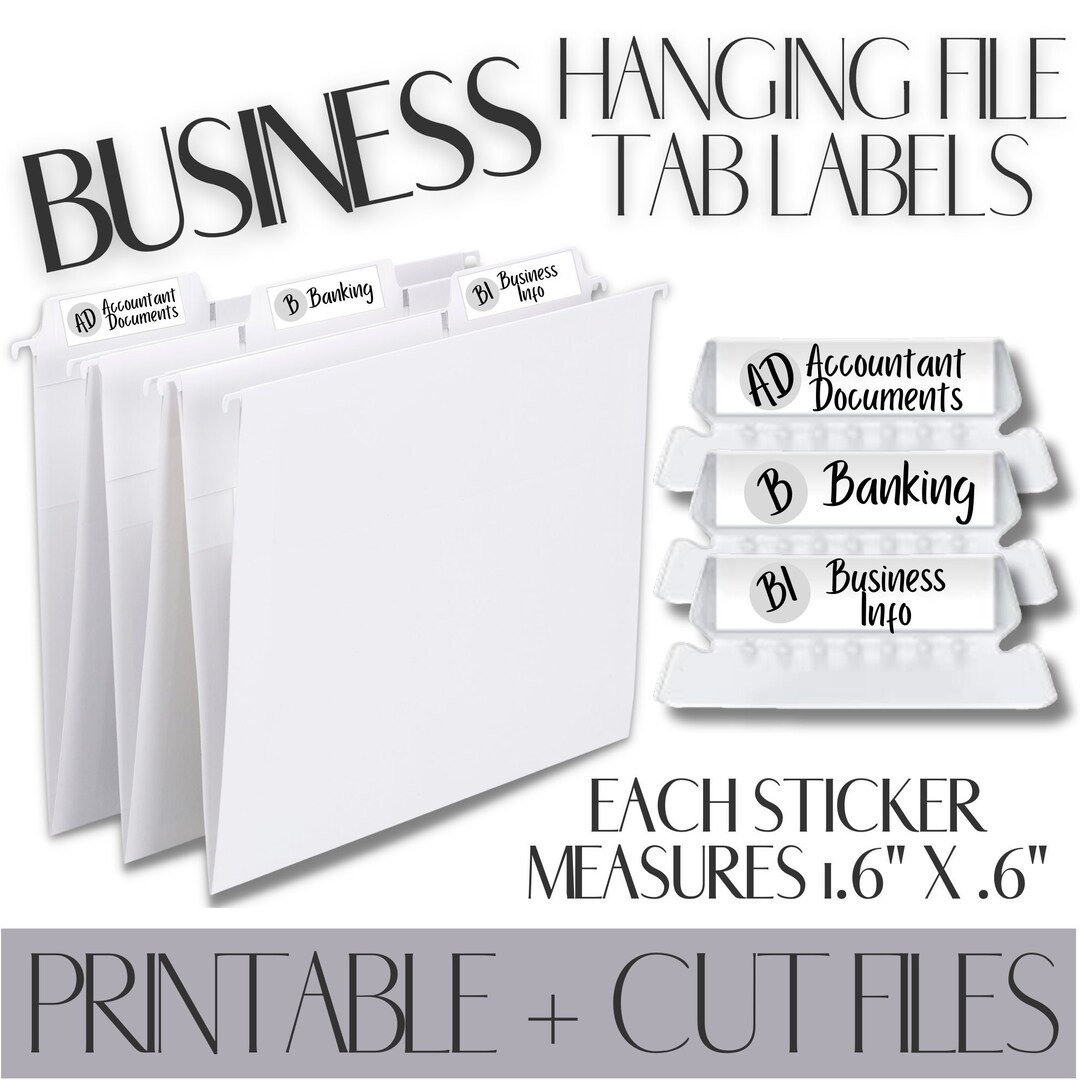PRINTABLE FILE LABELS for Business Paperwork/cut Files for Silhouette ...