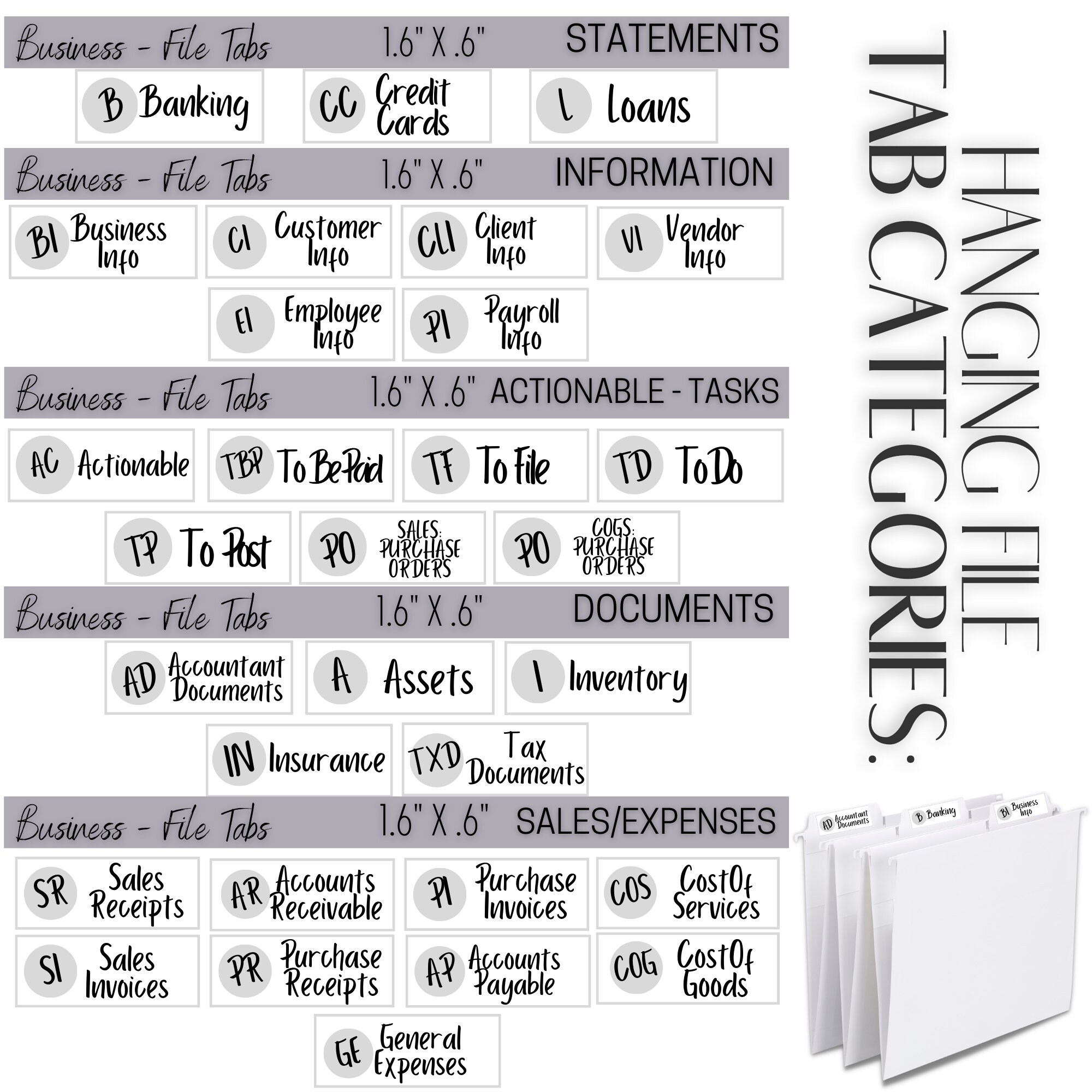 BUSINESS FILING System Printable Labels/business Paperwork/printable ...