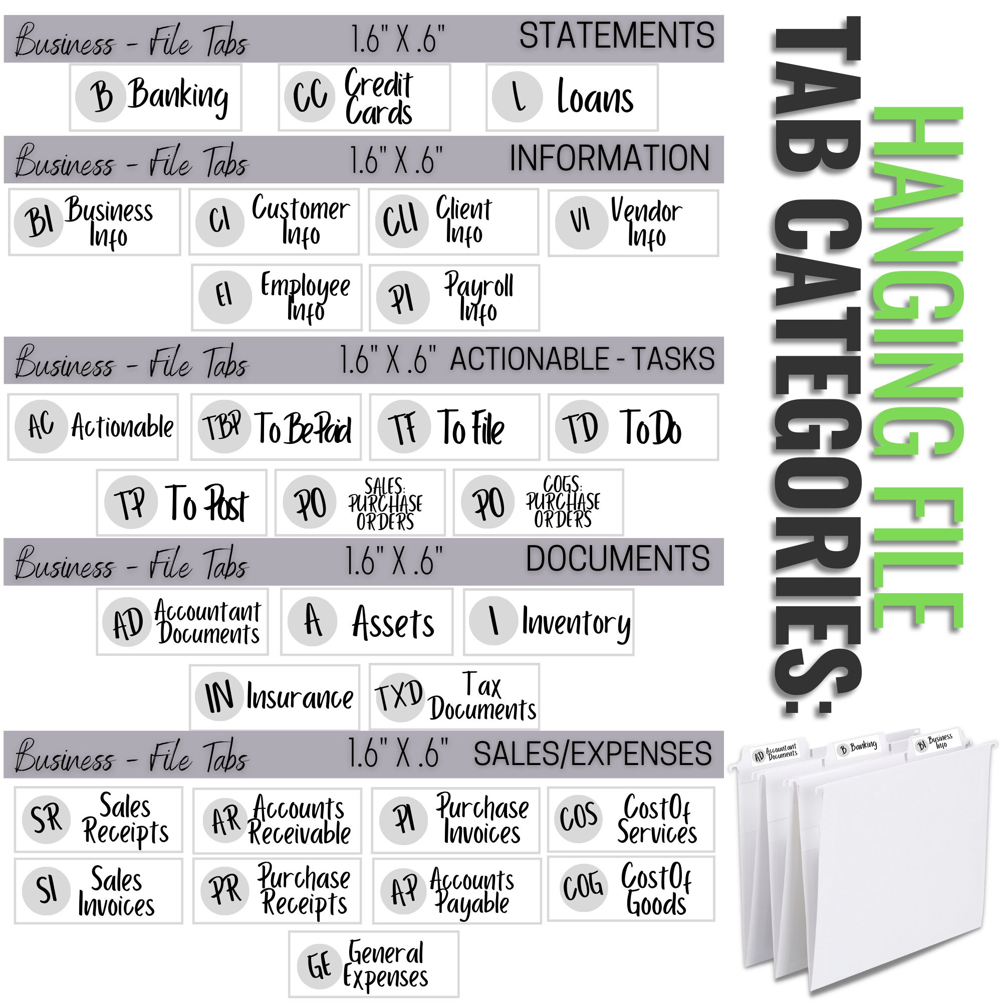 BUSINESS FILING System Printable Labels/business Paperwork/printable ...
