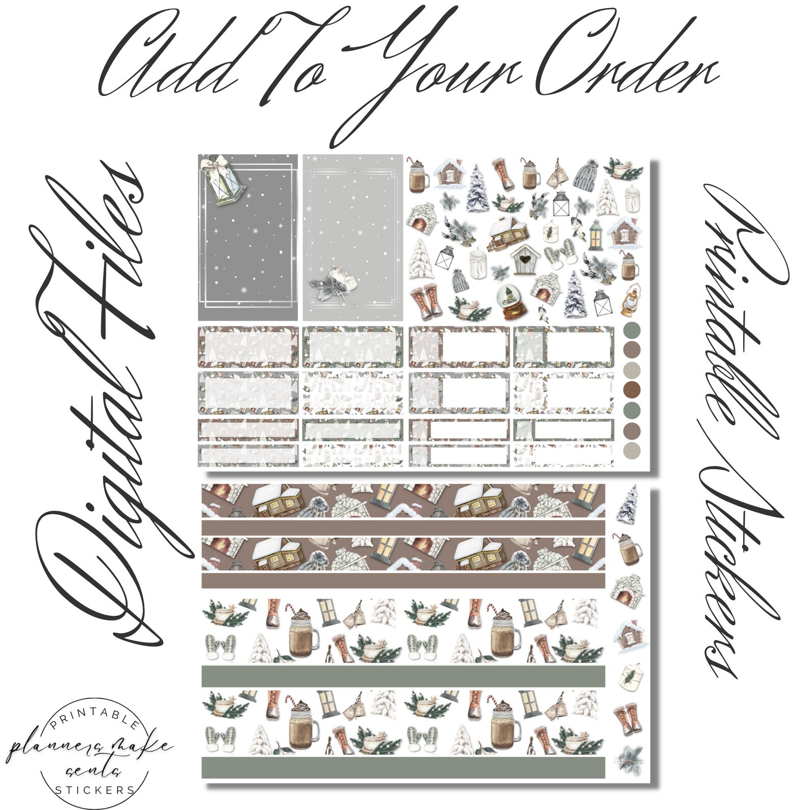 COZY WINTER SCENERY Printable Planner Stickers/vertical Happy Planner ...