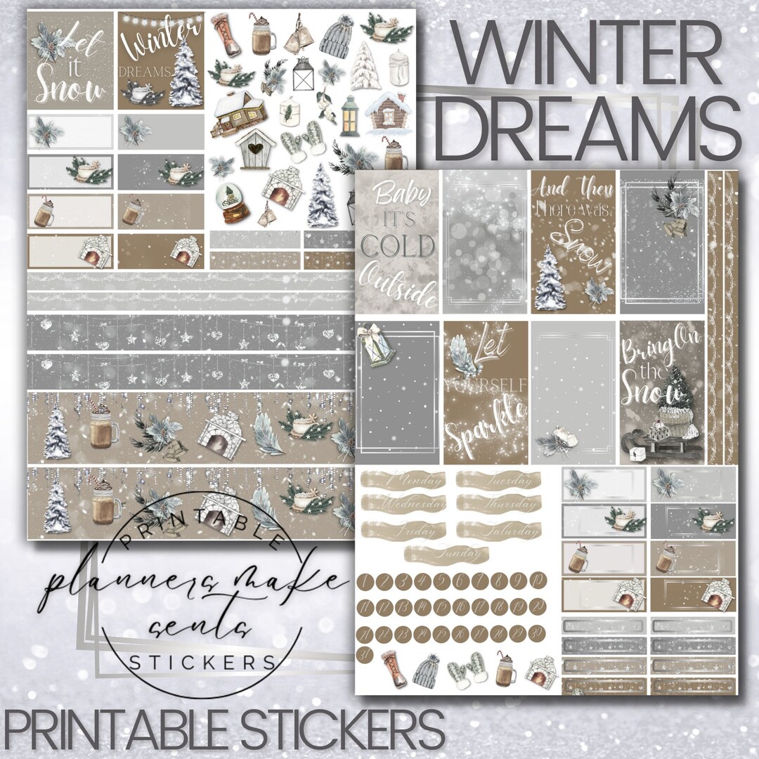 WINTER DREAMS Printable Planner Stickers/vertical Happy Planner ...