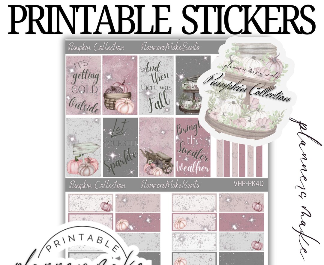 PINK FALL PUMPKIN Printable Planner Stickers/halloween Stickers/pumpkin ...