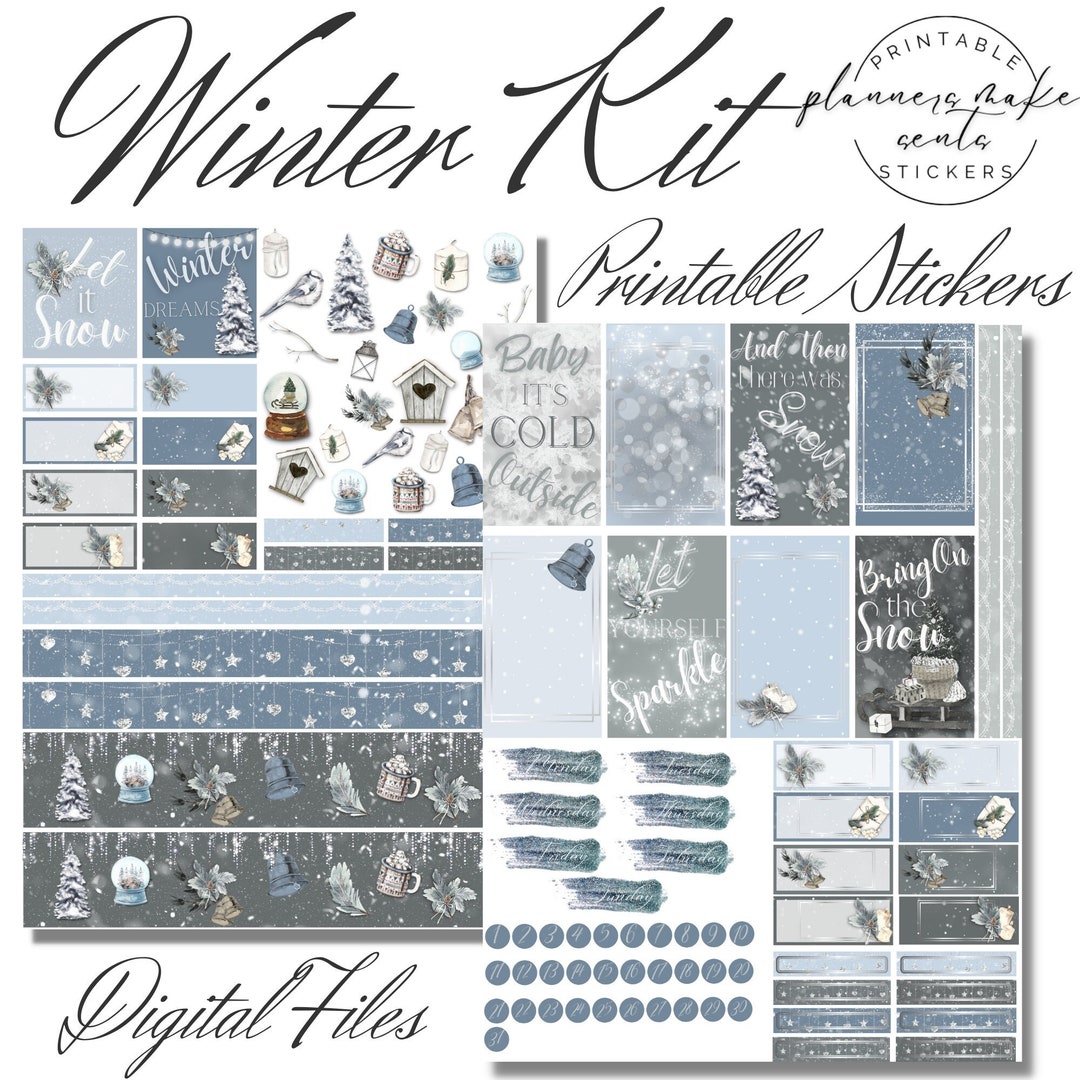 WINTER SEASON Printable Planner Stickers/vertical Happy Planner ...