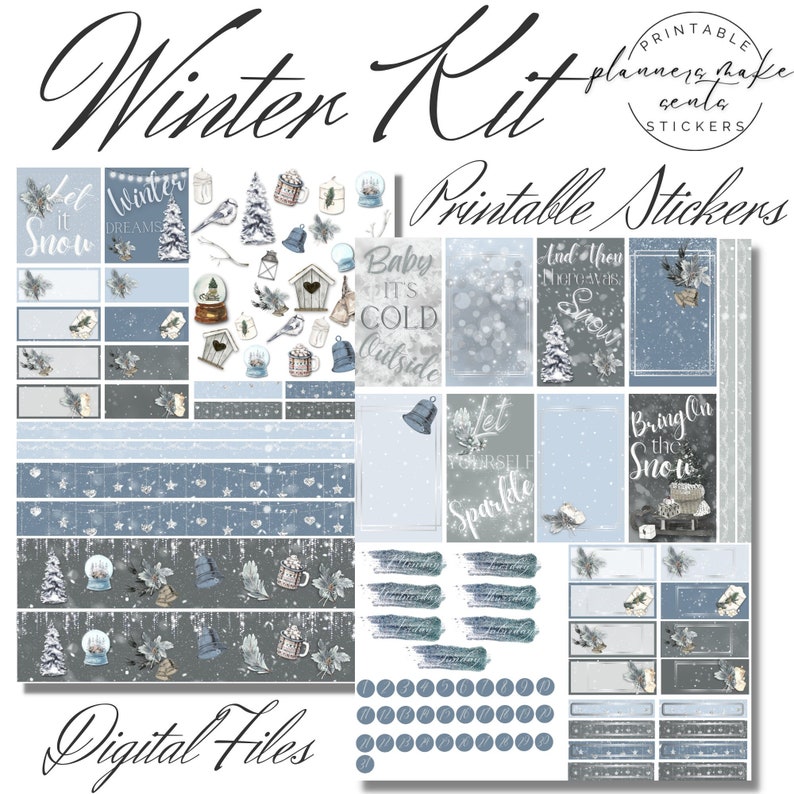 WINTER SEASON Printable Planner Stickers/vertical Happy Planner ...
