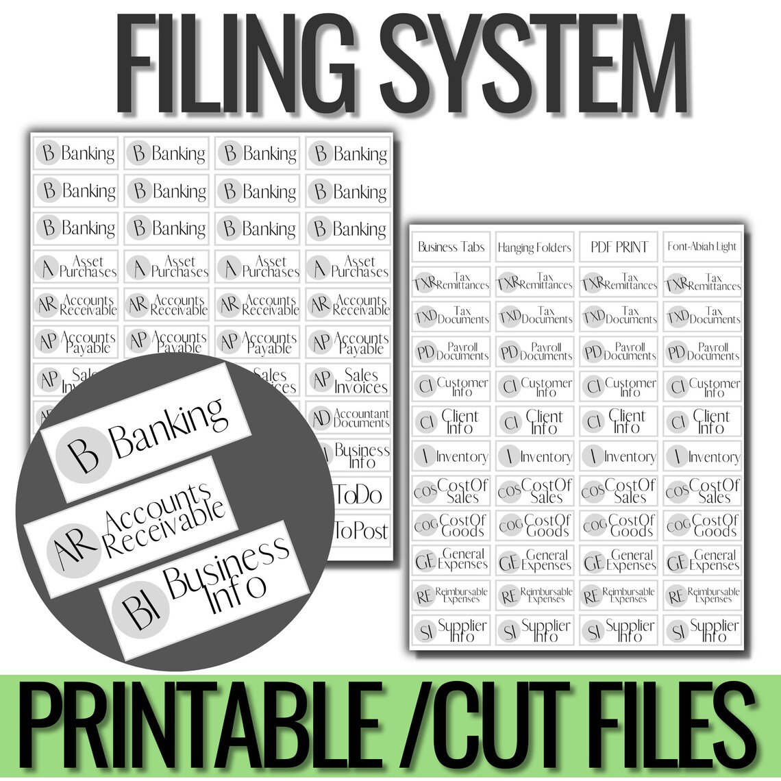 PRINTABLE FILE LABELS for Business Paperwork/cut Files for Silhouette ...