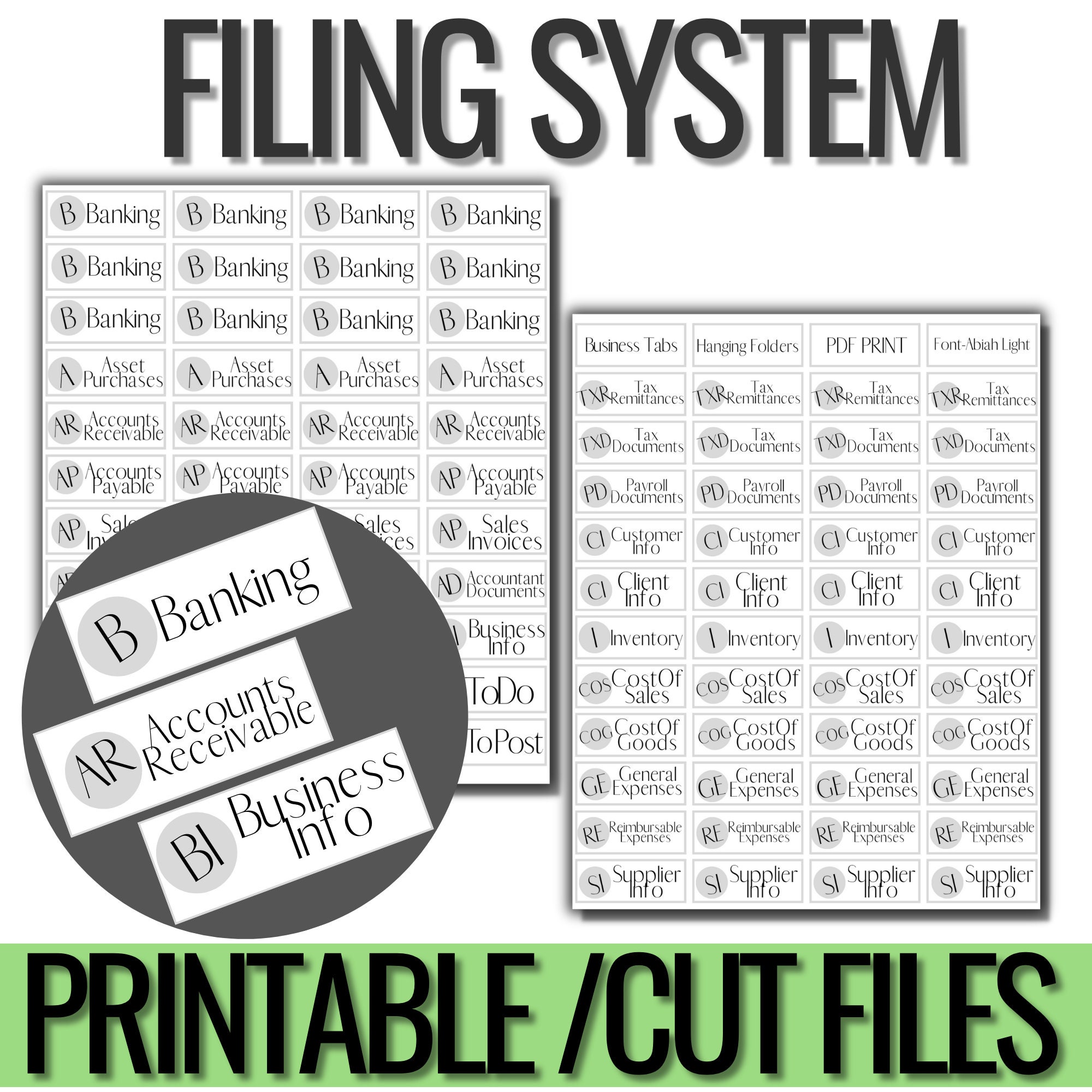 PRINTABLE FILE LABELS for Business Paperwork/cut Files for Silhouette ...