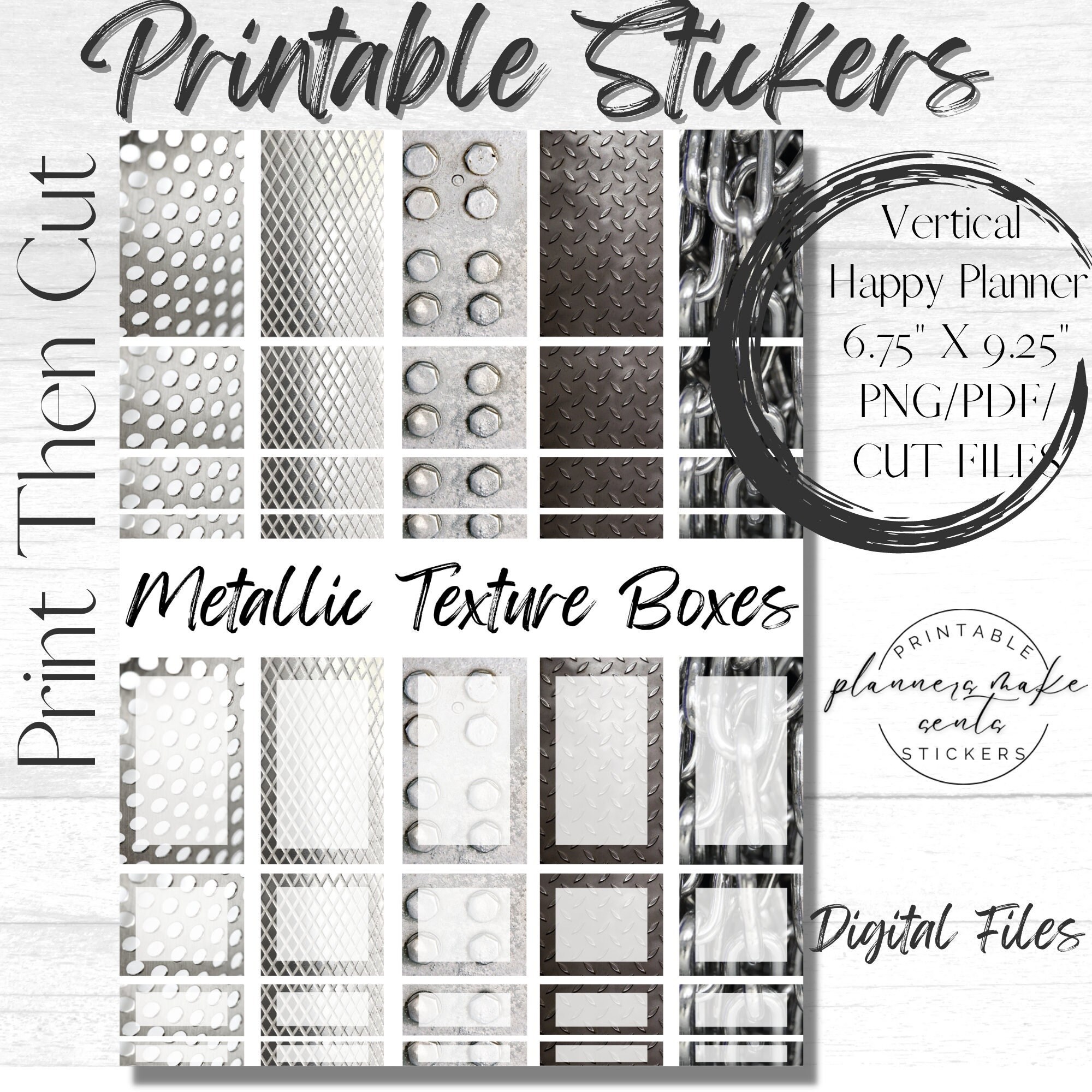 METALLIC BOX PRINTABLE Planner Stickers/vertical Happy Planner Classic ...