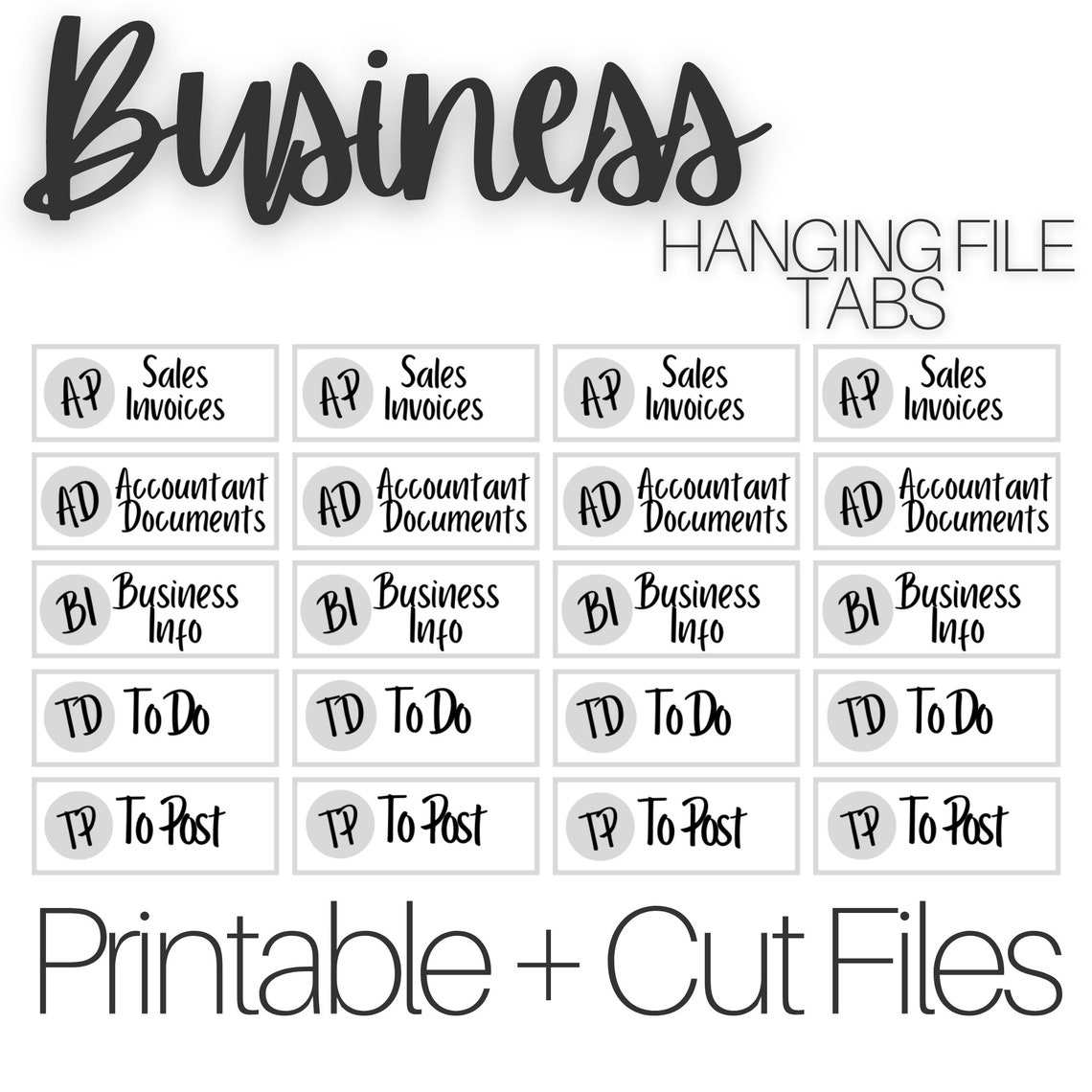 PRINTABLE FILE LABELS for Business Paperwork/cut Files for - Etsy