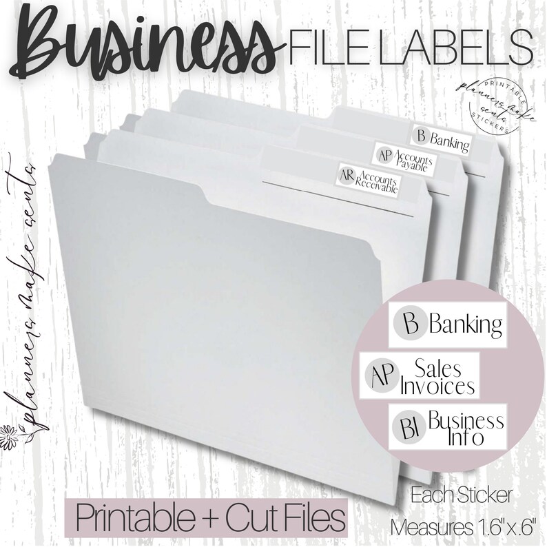PRINTABLE FOLDER LABELS for Business Paperwork/cut Files for - Etsy