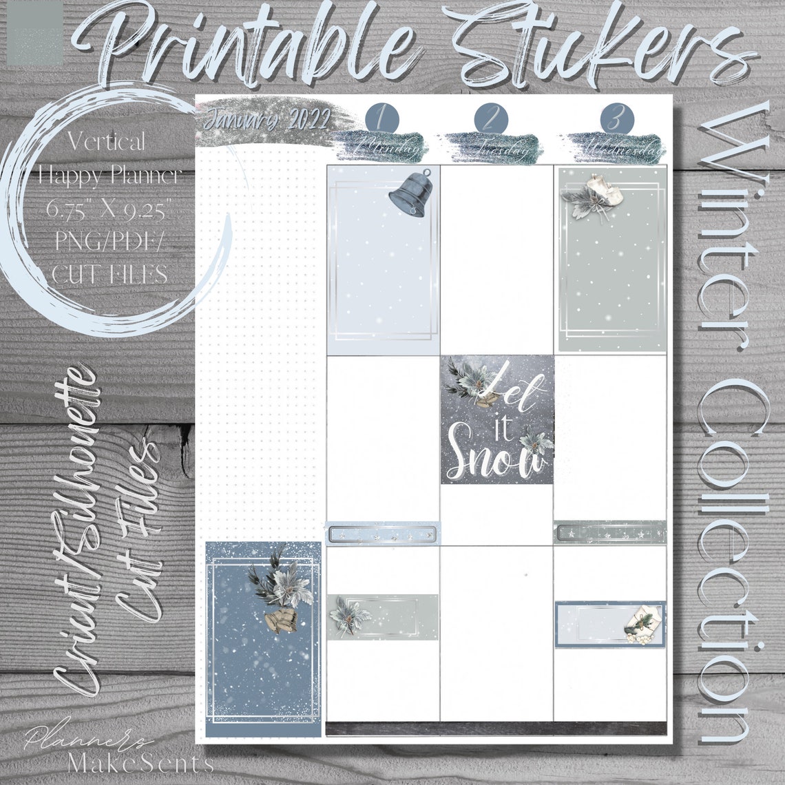 WINTER SEASON Printable Planner Stickers/vertical Happy Planner ...