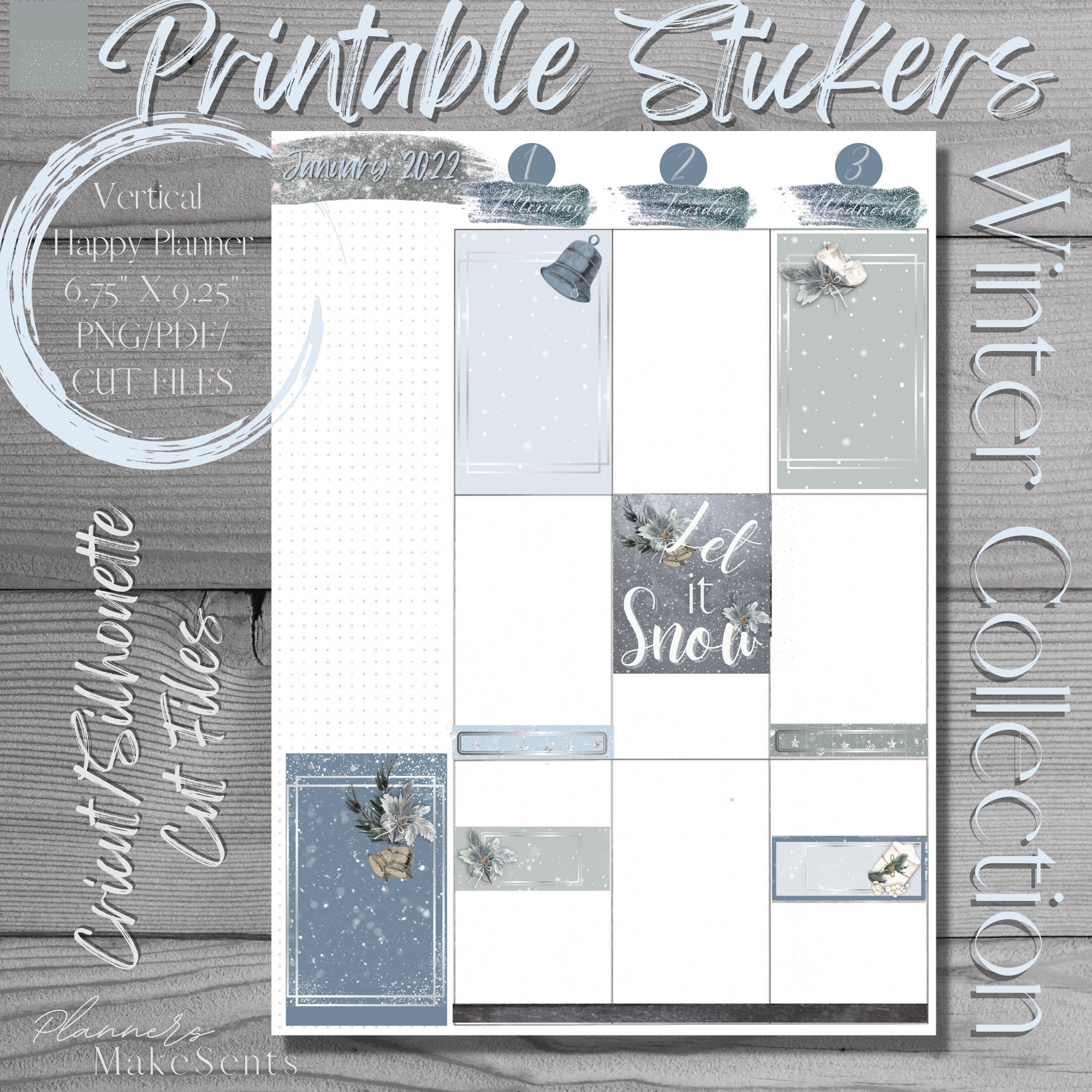 WINTER SEASON Printable Planner Stickers/vertical Happy Planner ...