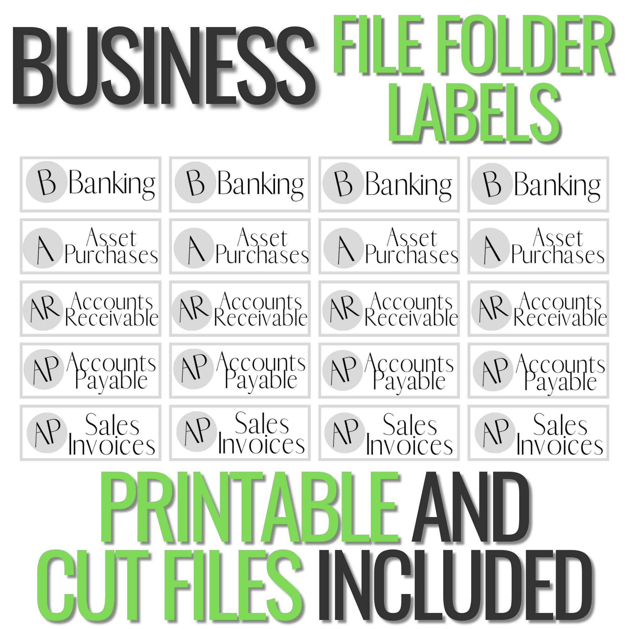 PRINTABLE FOLDER LABELS for Business Paperwork/cut Files for Silhouette ...