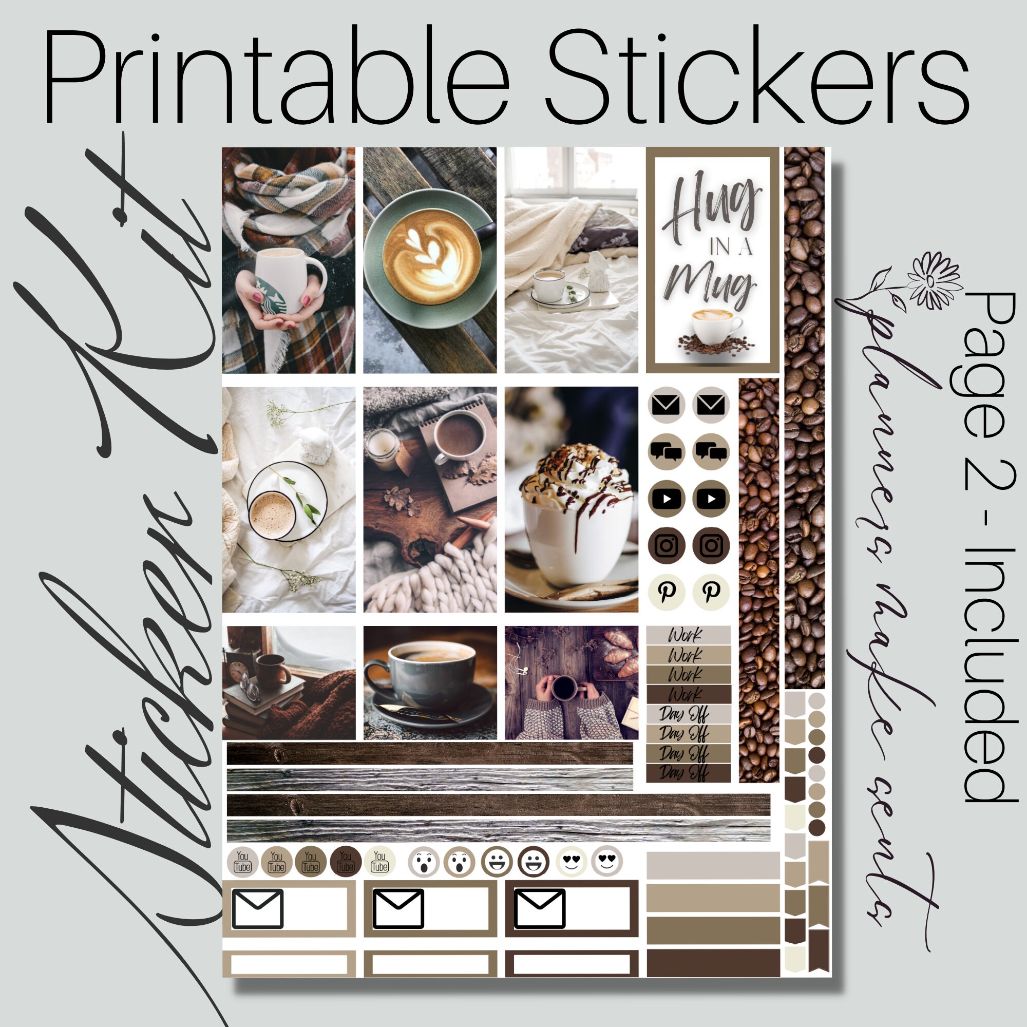 COFFEE BARISTA PRINTABLE Sticker Kit/happy Planner/coffee Stickers/to ...