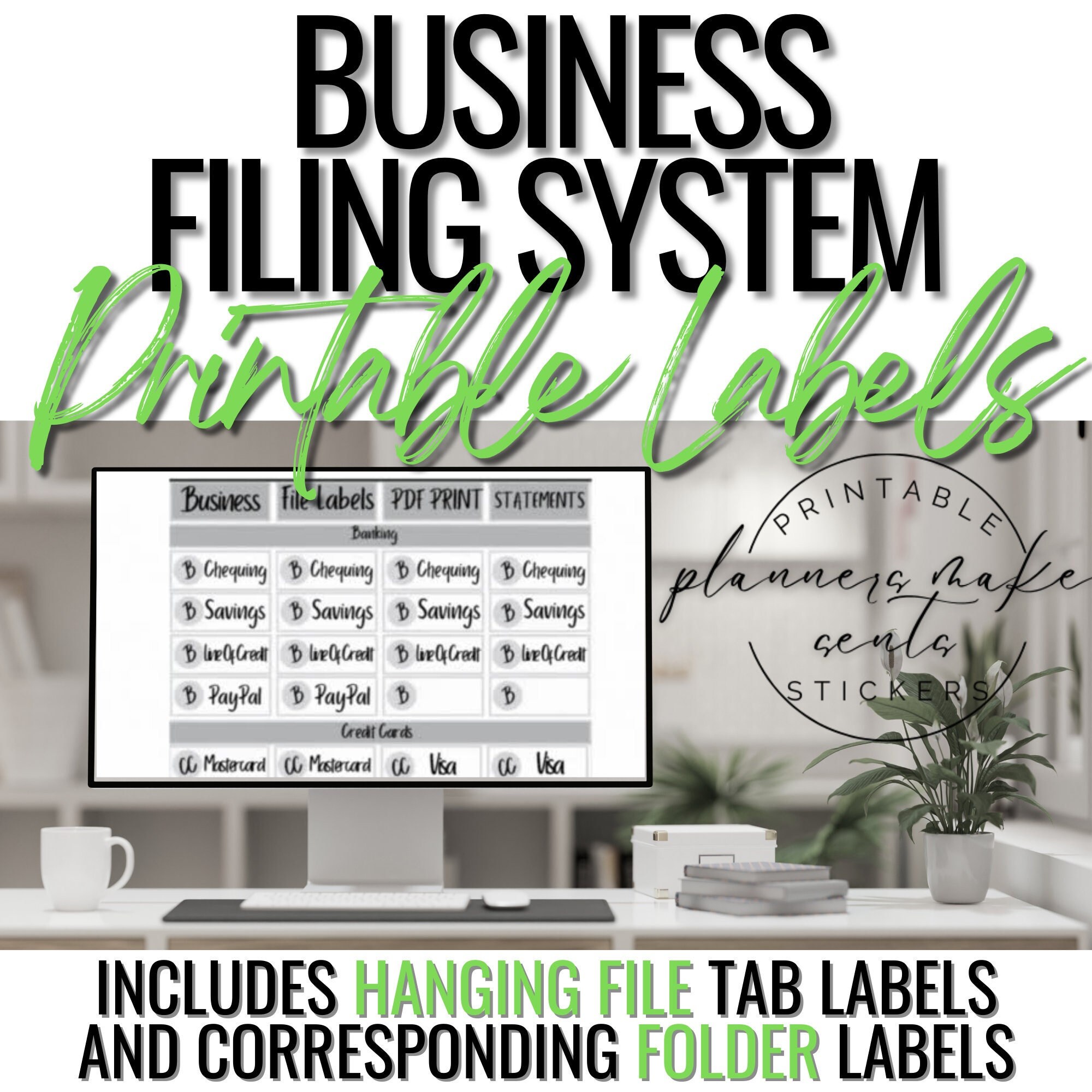 BUSINESS FILING System Printable Labels/business Paperwork/printable ...