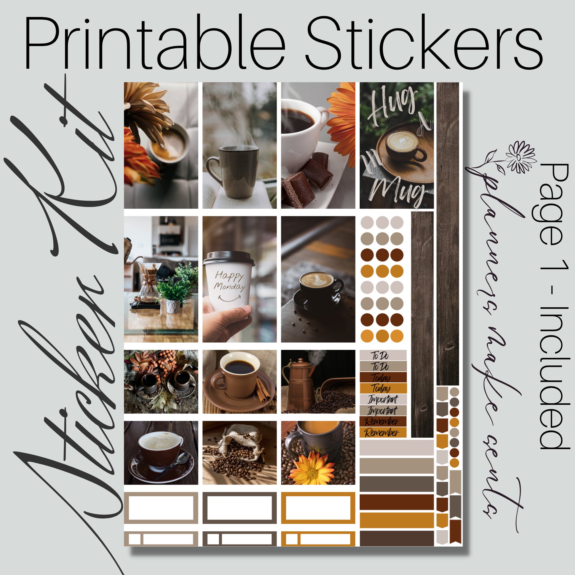 COFFEE BARISTA PRINTABLE Sticker Kit/happy Planner/coffee Stickers/to ...
