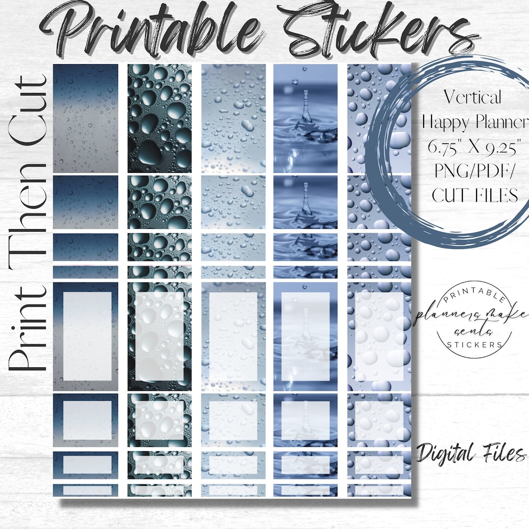 BLUE WATER DROPLET Printable Planner Stickers/happy Planner/spring ...