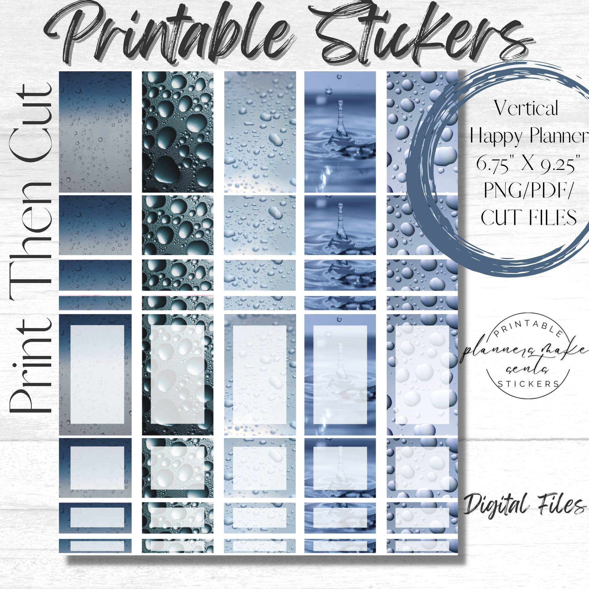 BLUE WATER DROPLET Printable Planner Stickers/happy Planner/spring ...