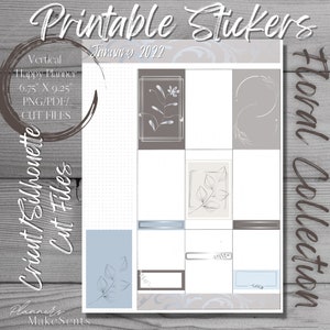 BLUE BOHO Printable Planner Stickers/happy Planner/botanical Deco/bujo ...