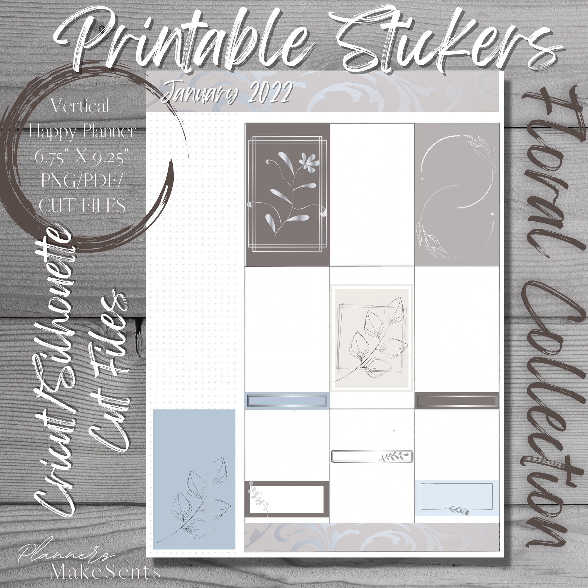 BLUE BOHO Printable Planner Stickers/happy Planner/botanical Deco/bujo ...