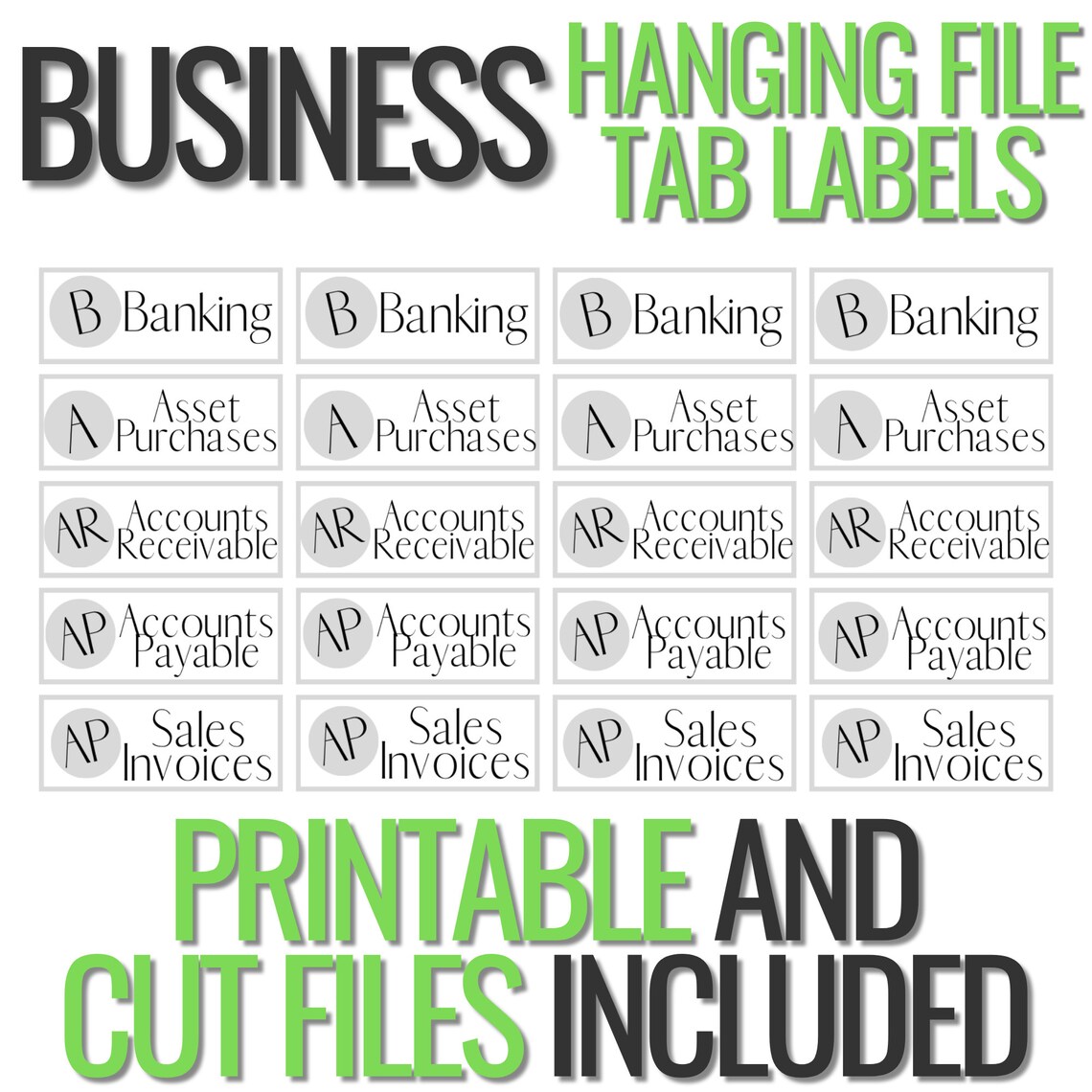 PRINTABLE FILE LABELS for Business Paperwork/cut Files for Silhouette ...