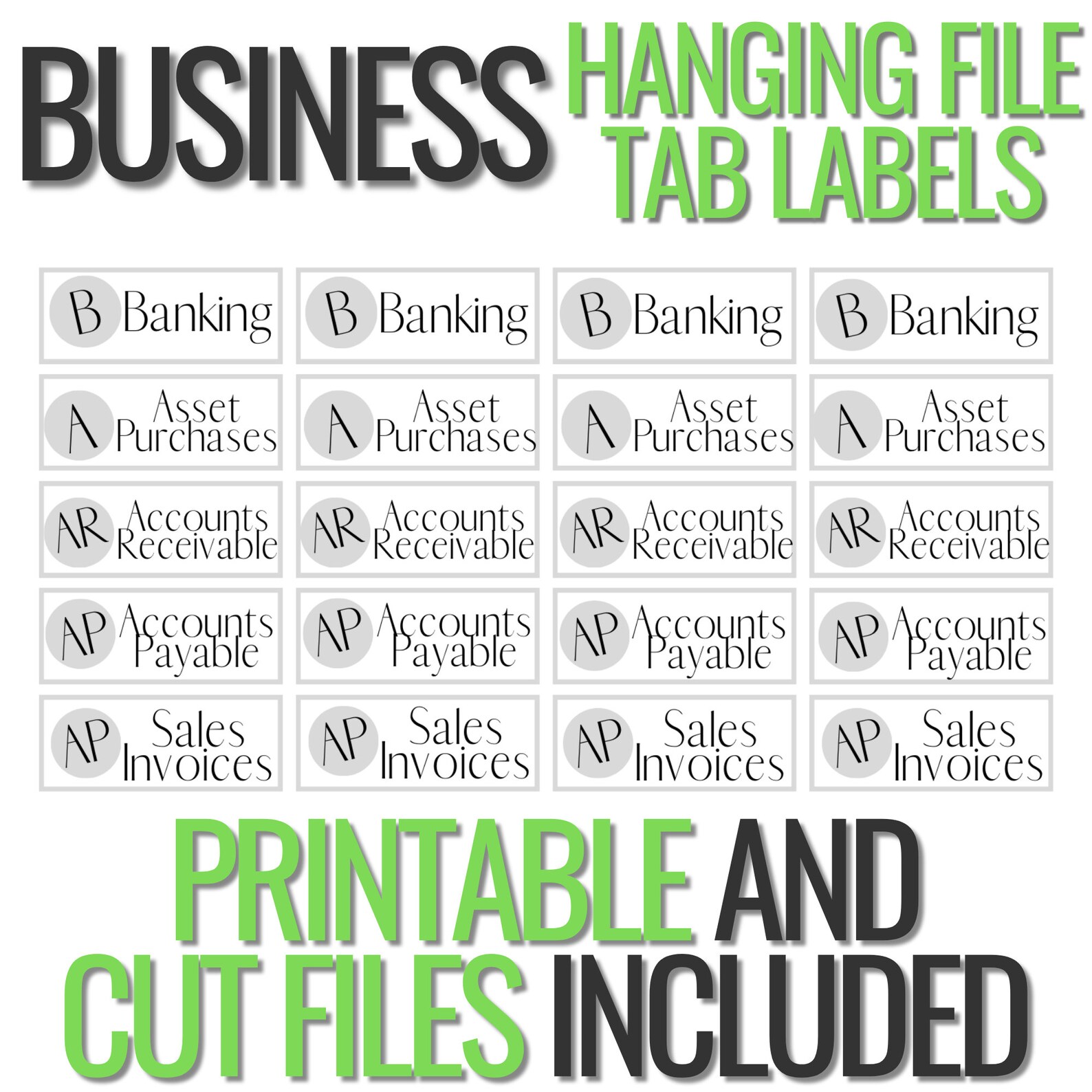 PRINTABLE FILE LABELS for Business Paperwork/cut Files for Silhouette ...