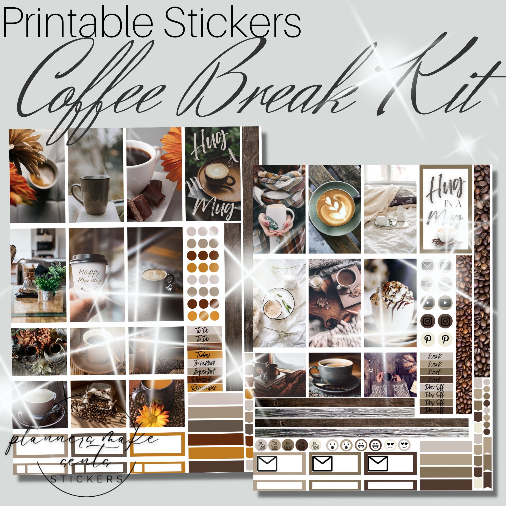 COFFEE LOVERS Printable Planner Stickers/happy Planner/printable Coffee ...