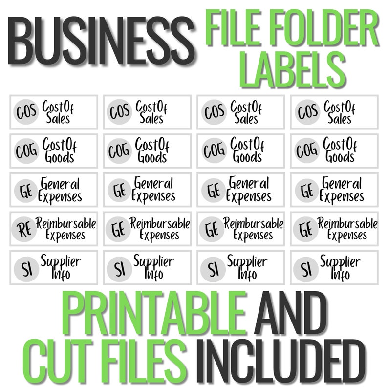 PRINTABLE FOLDER LABELS for Business Paperwork/cut Files for Silhouette ...