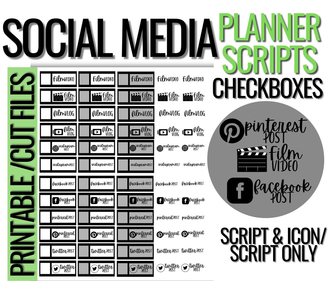 SOCIAL MEDIA PLANNER Script Stickers/printable Planner Stickers/social Reminder Labels/quarter ...