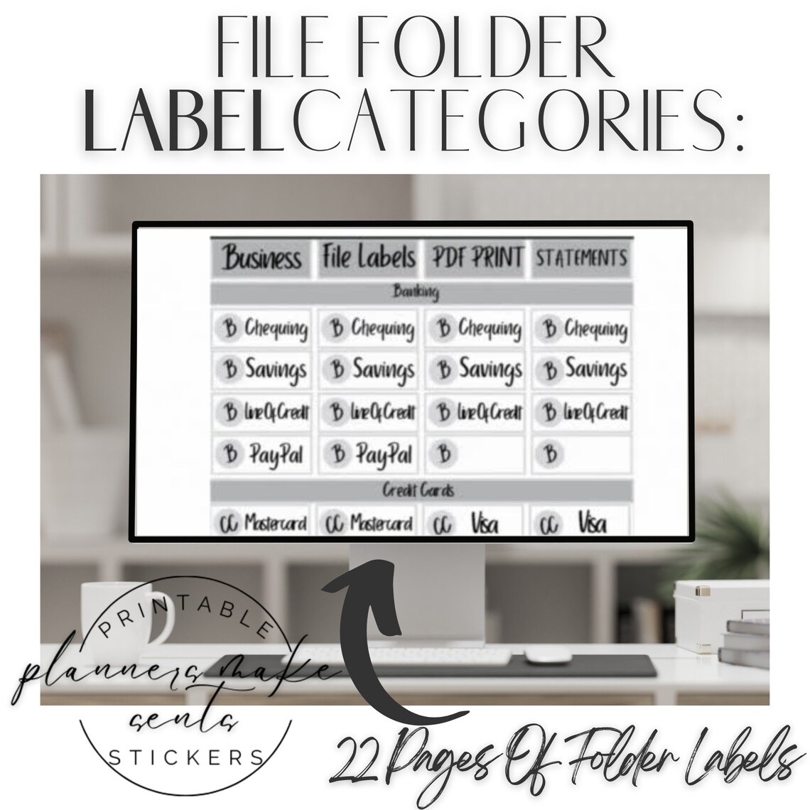 BUSINESS FILING System Printable Labels/business Paperwork/printable ...