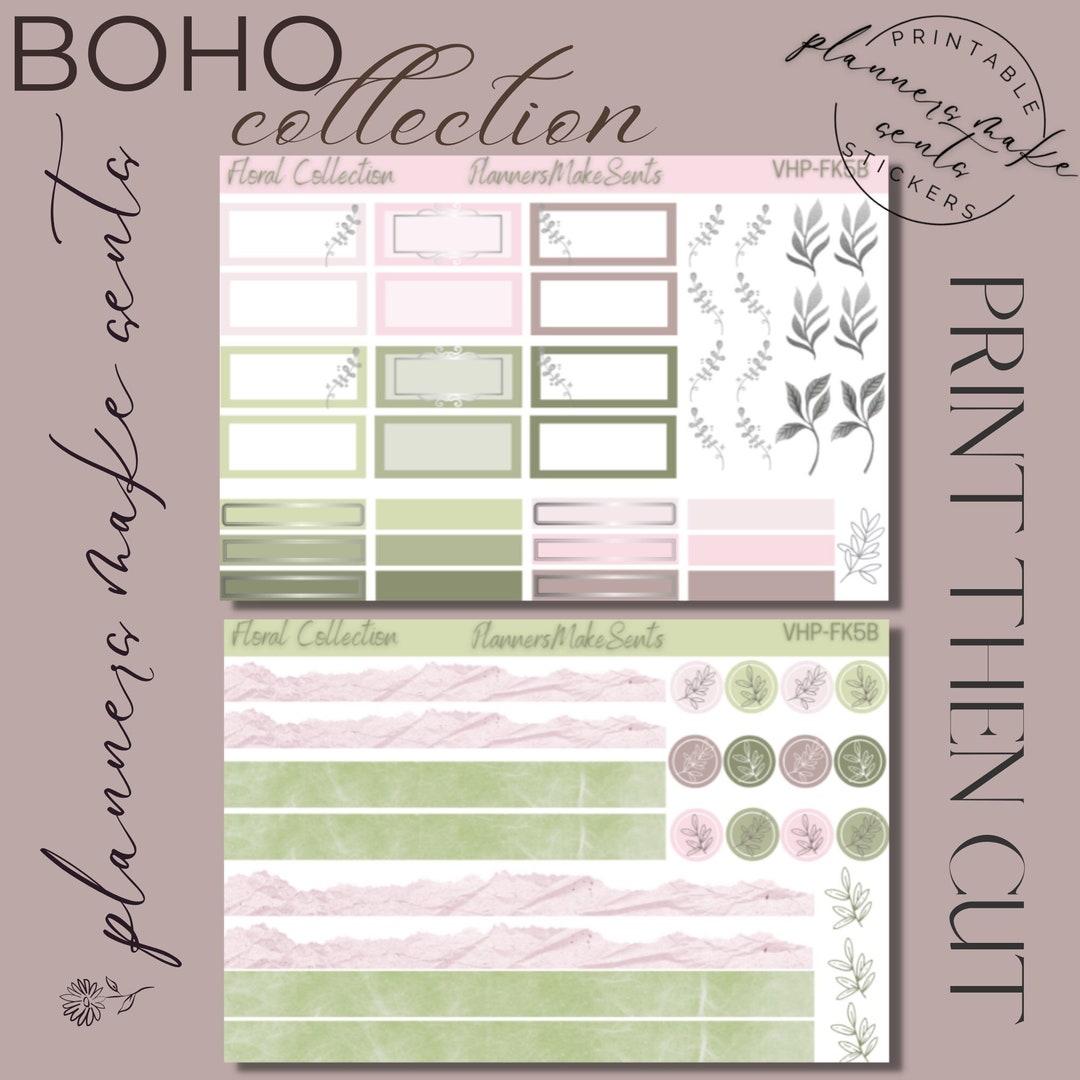 PINK BOHO Printable Sticker Set/printable Planner Stickers/happy ...