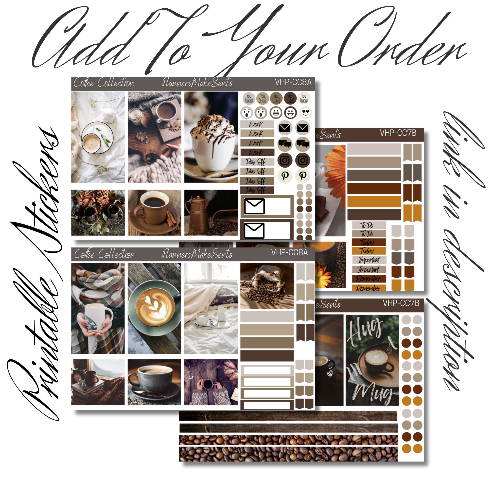 COFFEE DECO Printable Planner Stickers/happy Planner/printable Coffee ...