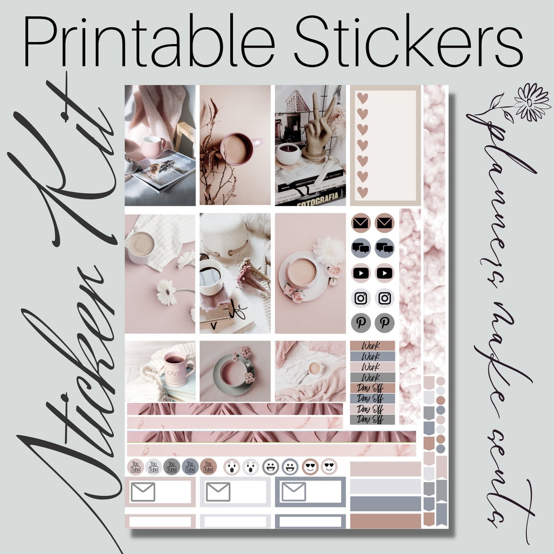 COFFEE LOVERS Printable Planner Stickers/happy Planner/pink Coffee ...