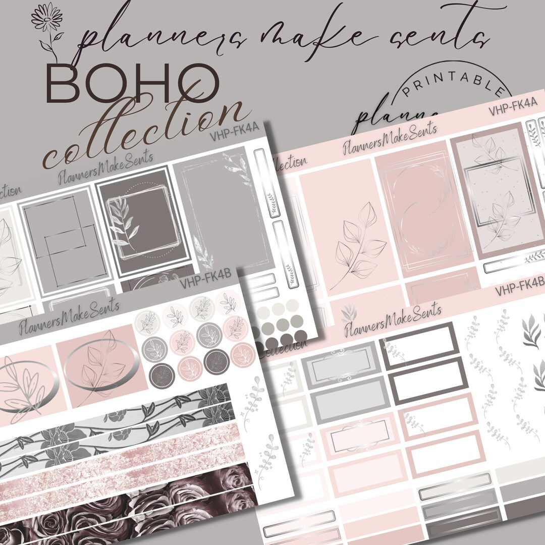 PINK BOHO Printable Planner Stickers/happy Planner/botanical Deco/bujo ...