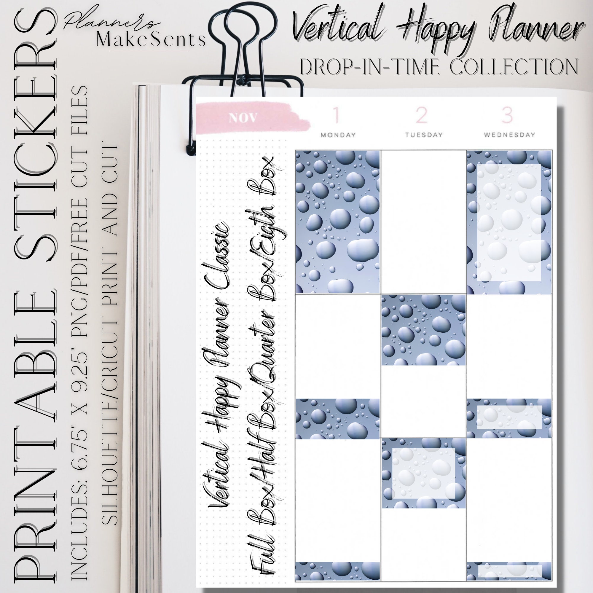 BLUE WATER DROPLET Printable Planner Stickers/happy Planner/spring ...