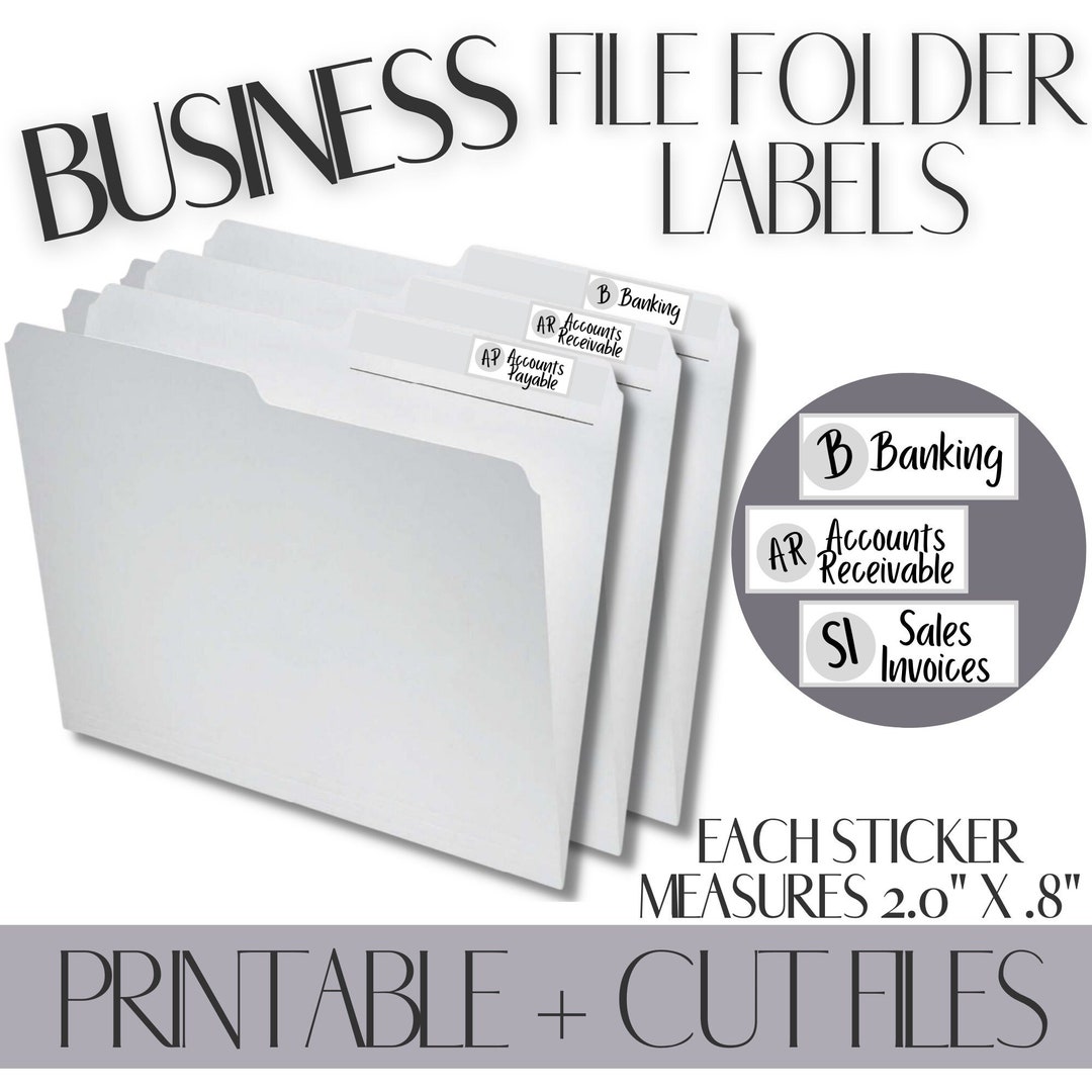 PRINTABLE FOLDER LABELS for Business Paperwork/cut Files for Silhouette ...