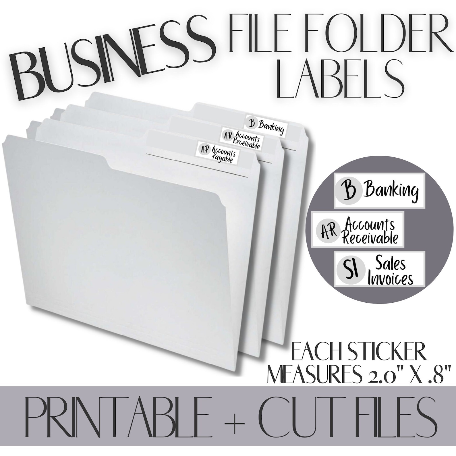 PRINTABLE FOLDER LABELS for Business Paperwork/cut Files for Silhouette ...