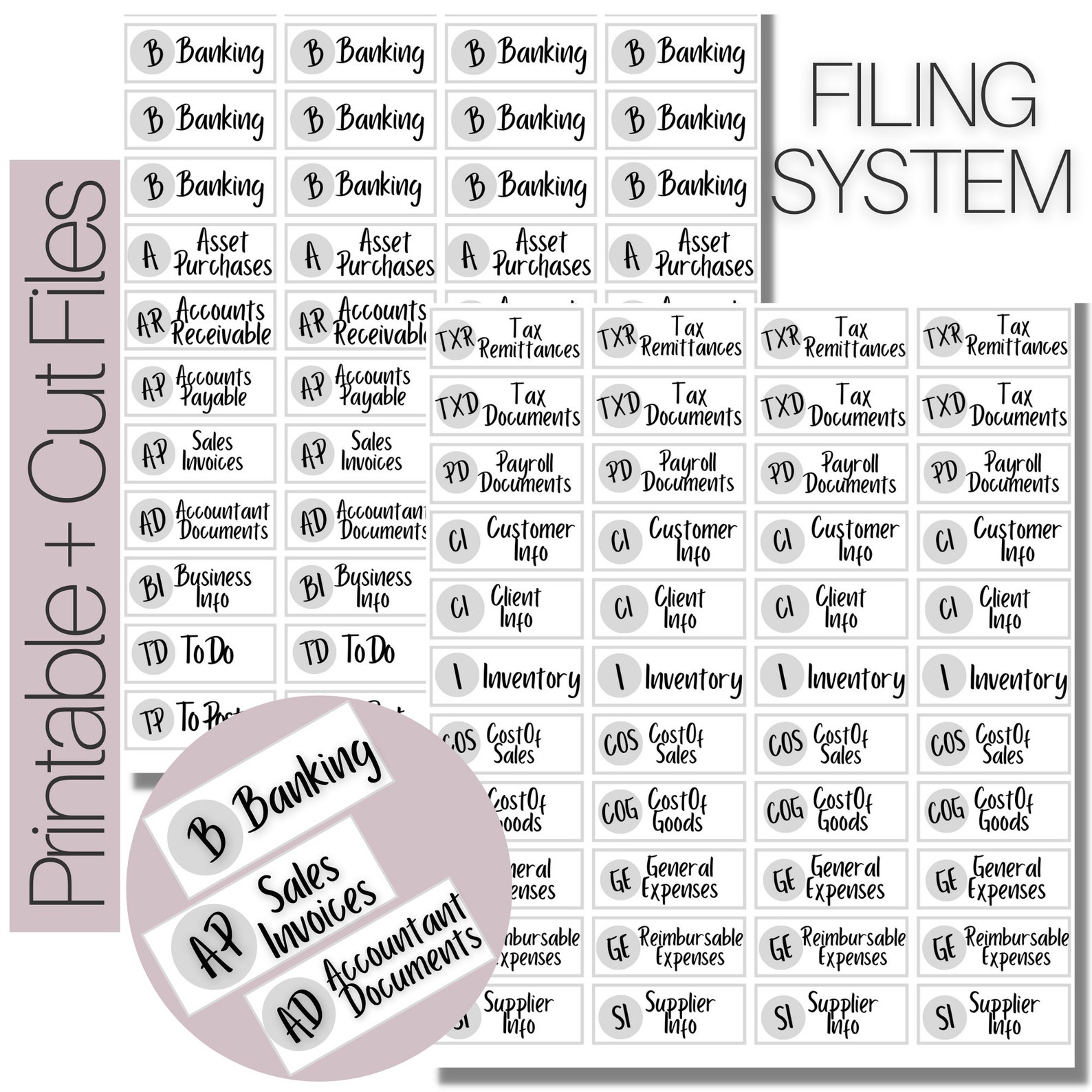 PRINTABLE FILE LABELS for Business Paperwork/cut Files for - Etsy