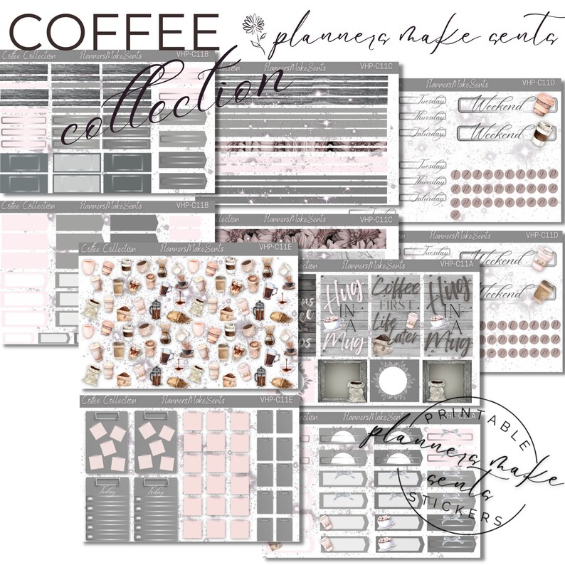 PINK COFFEE DECO Printable Planner Stickers/happy Planner/coffee ...