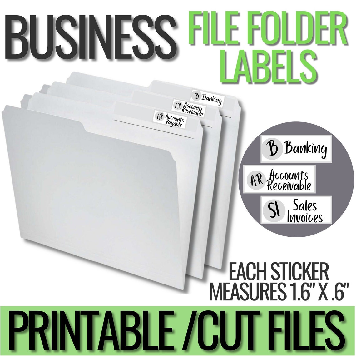 PRINTABLE FOLDER LABELS for Business Paperwork/cut Files for Silhouette ...