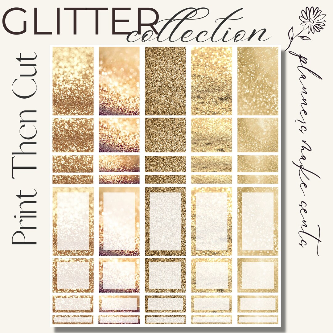 GOLD SPARKLE GLITTER Headers/printable Planner Stickers/gold Sparkle ...