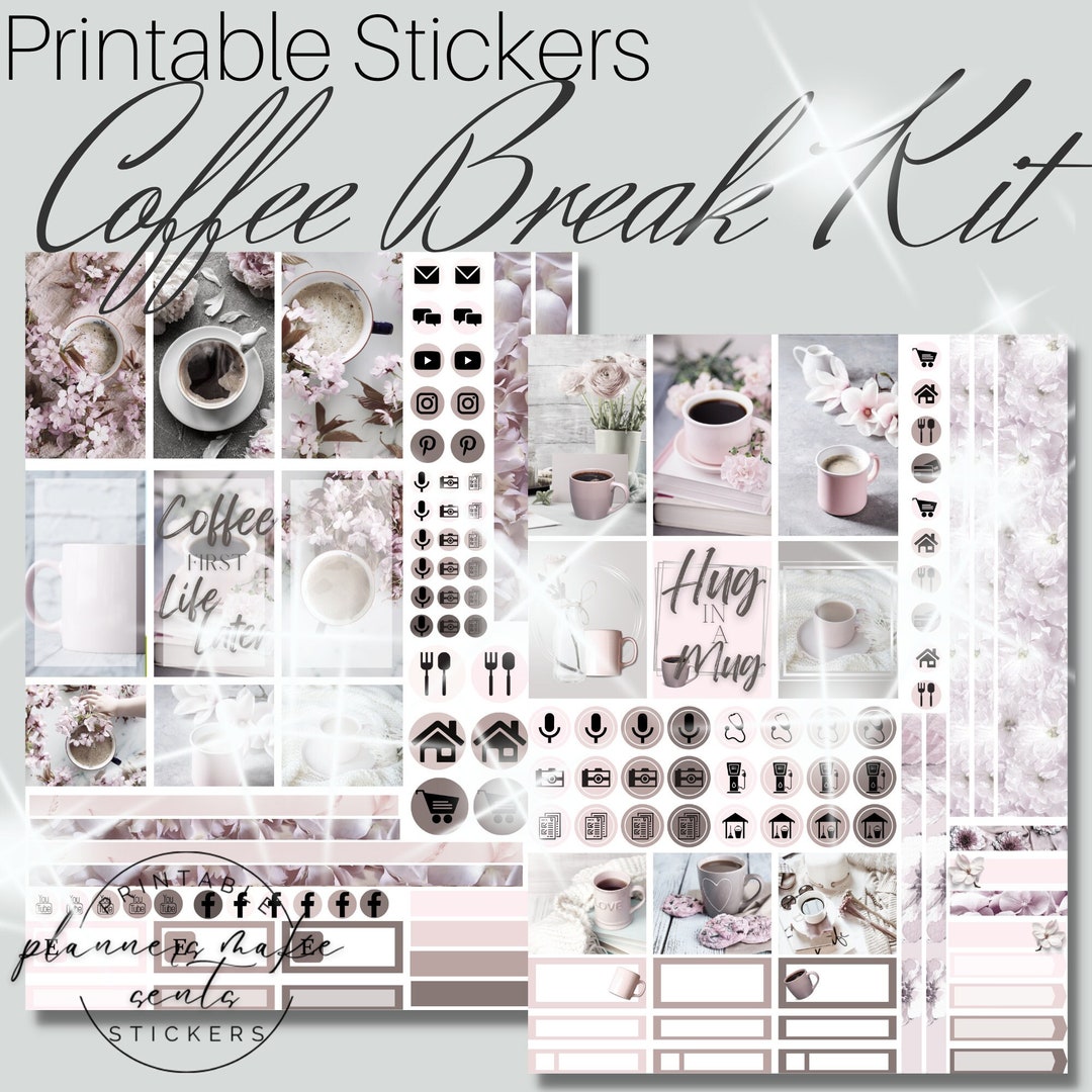 COFFEE LOVERS Printable Planner Stickers/happy Planner/pink Coffee ...