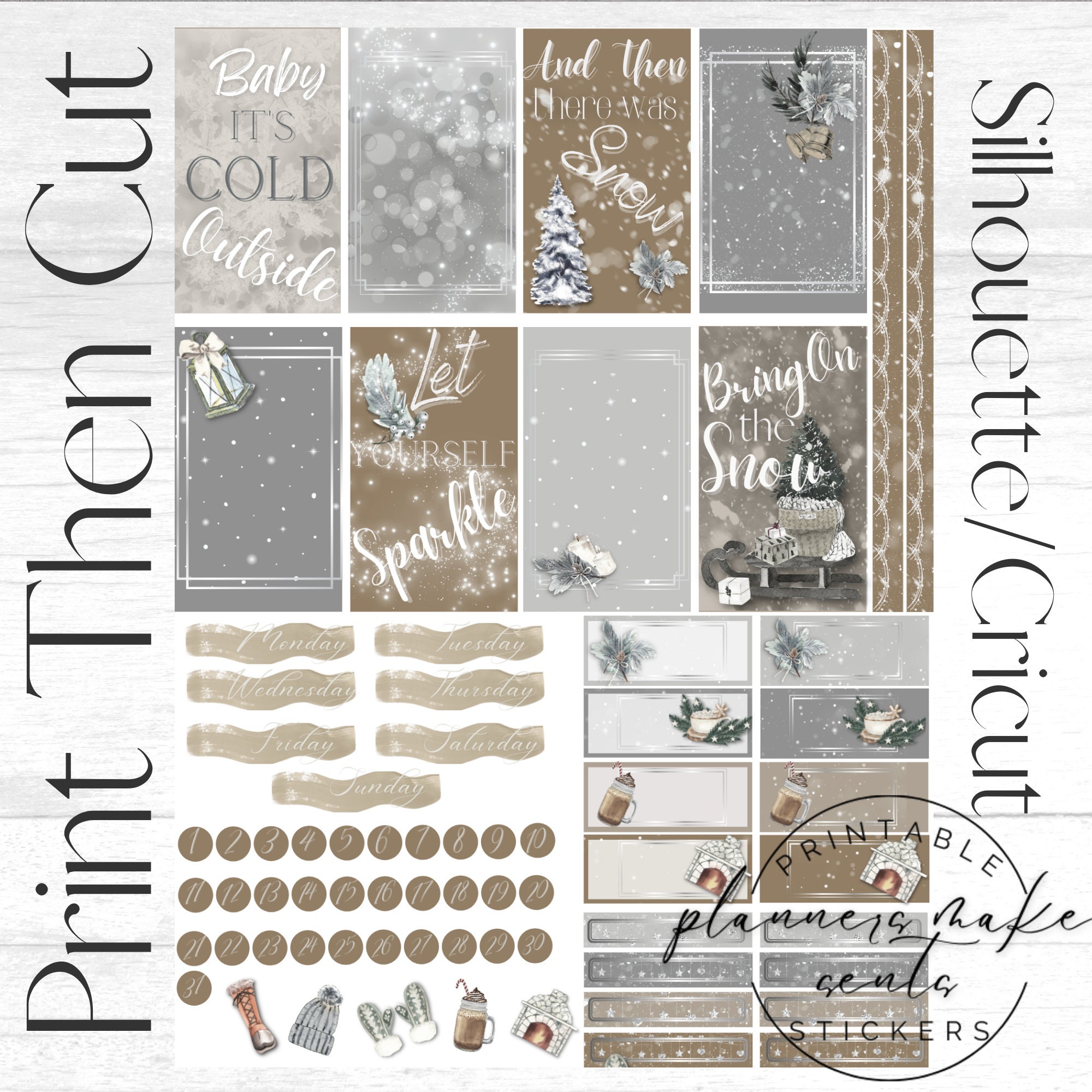 WINTER SEASON Printable Planner Stickers/vertical Happy Planner ...