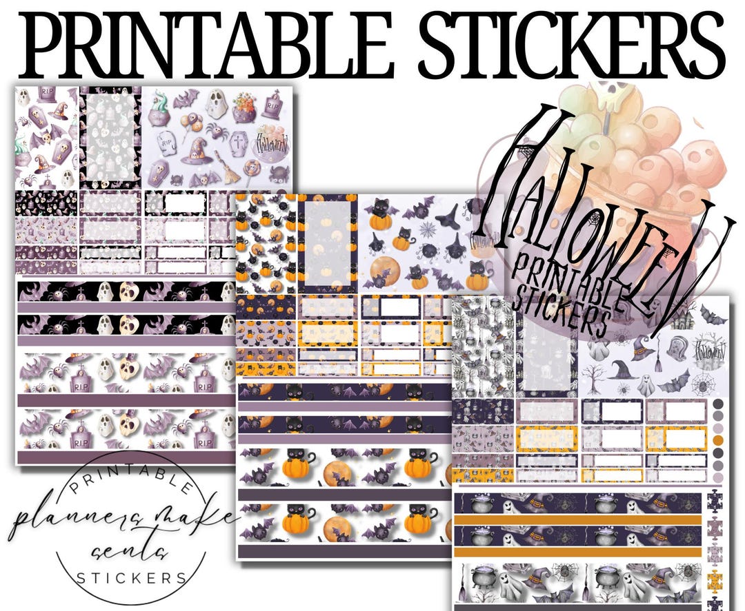 HALLOWEEN PRINTABLE PLANNER Stickers Bundle/printable Planner Stickers ...