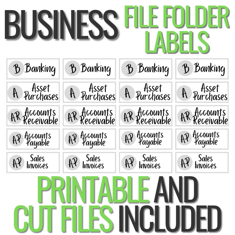 PRINTABLE FOLDER LABELS for Business Paperwork/cut Files for Silhouette ...
