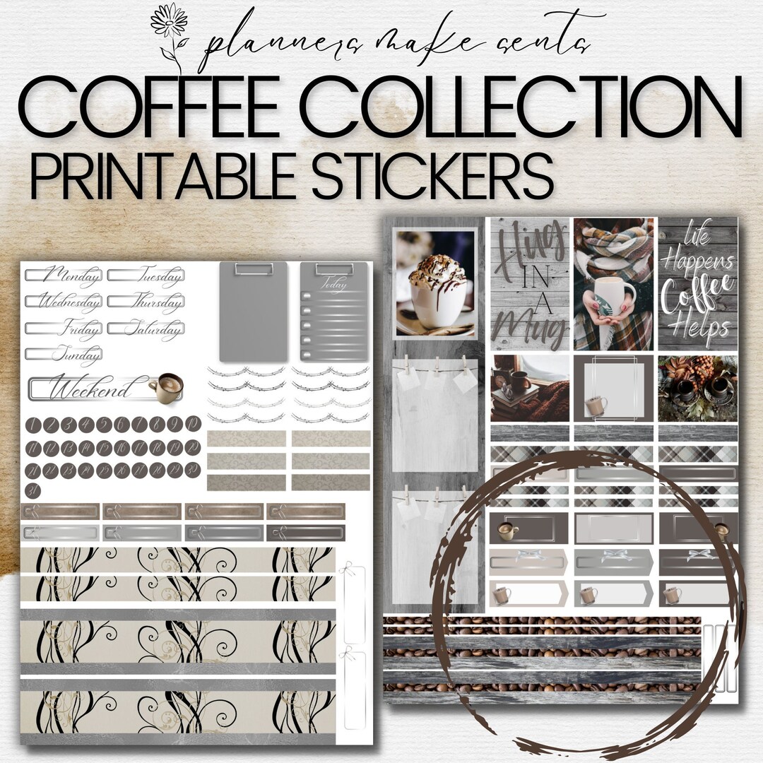 COFFEE BARISTA PRINTABLE Sticker Kit/happy Planner/coffee Stickers/to ...