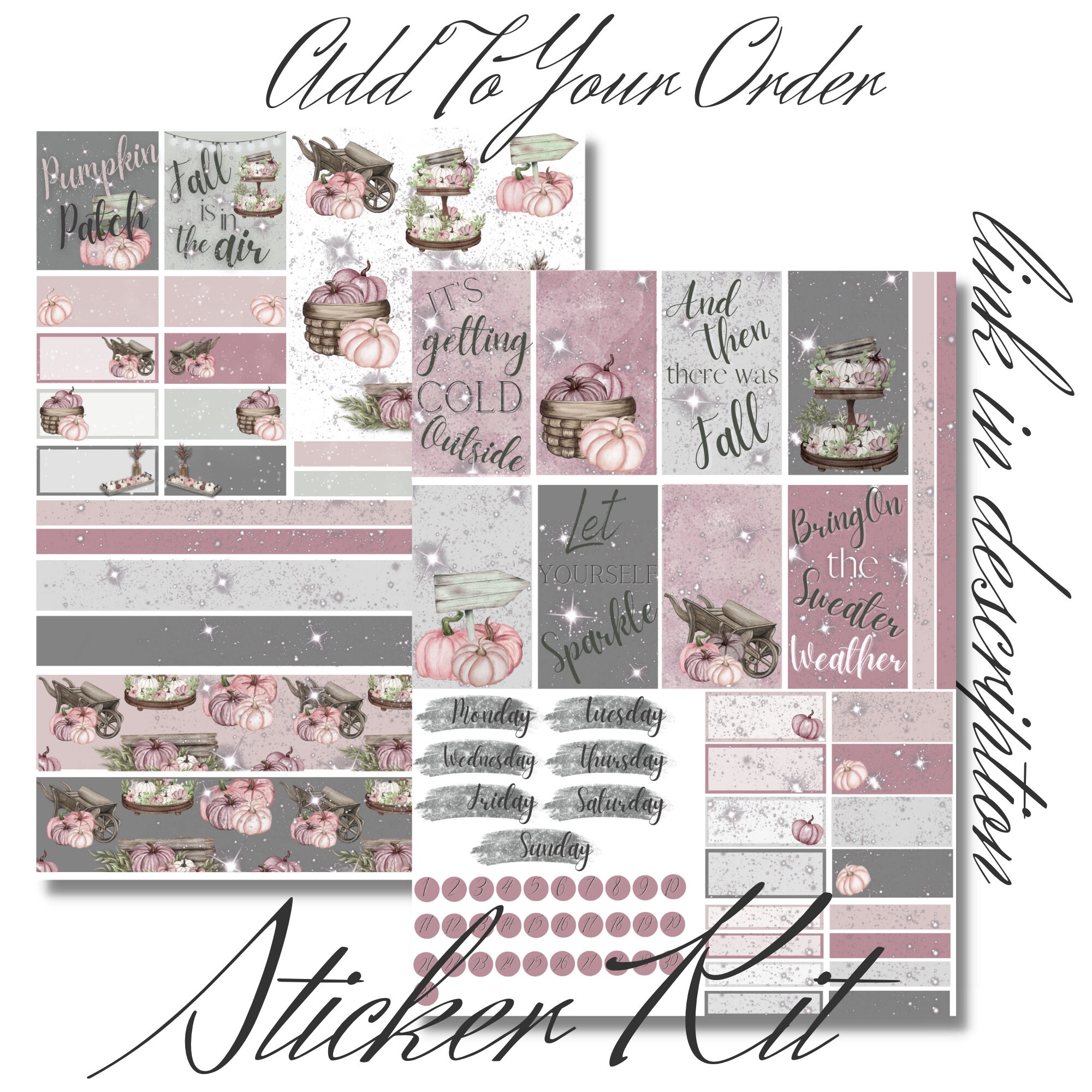PINK BOHO PUMPKIN Printable Planner Stickers/date Cover Stickers ...