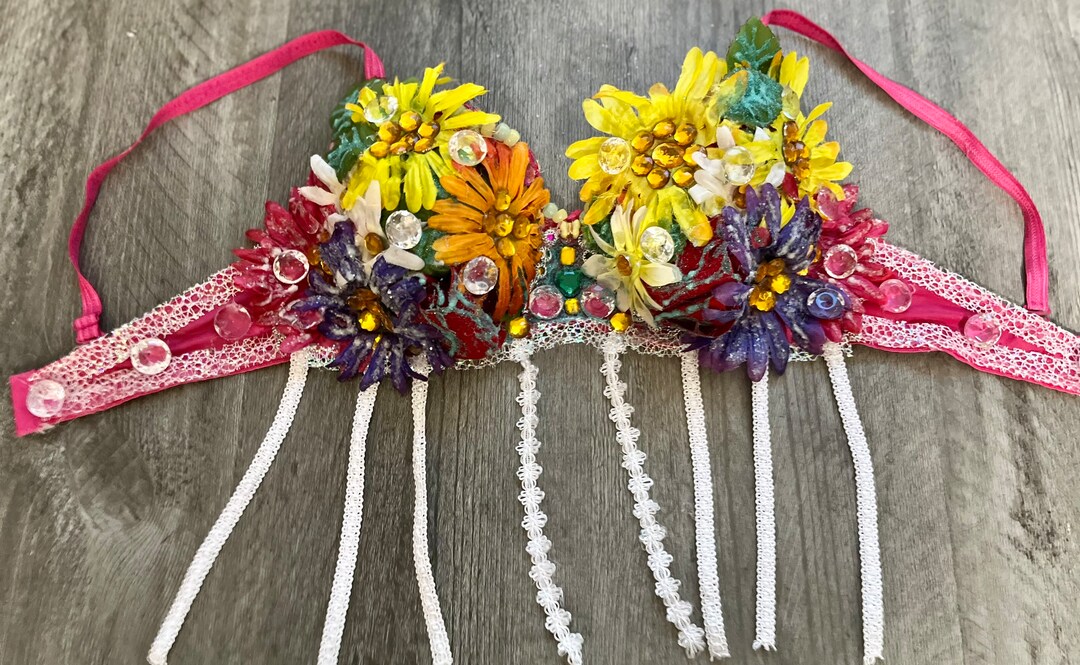 Hot Pink Fairy Flower Festival / Rave Bra - Etsy