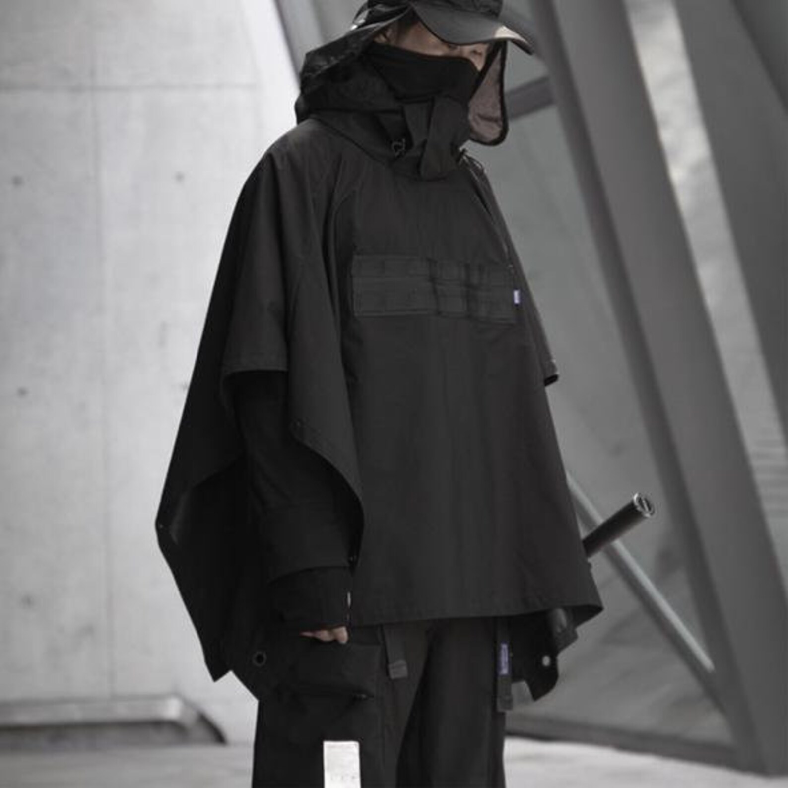 Blackout Samurai Cloak Wasserfester Urban Poncho Techwear - Etsy
