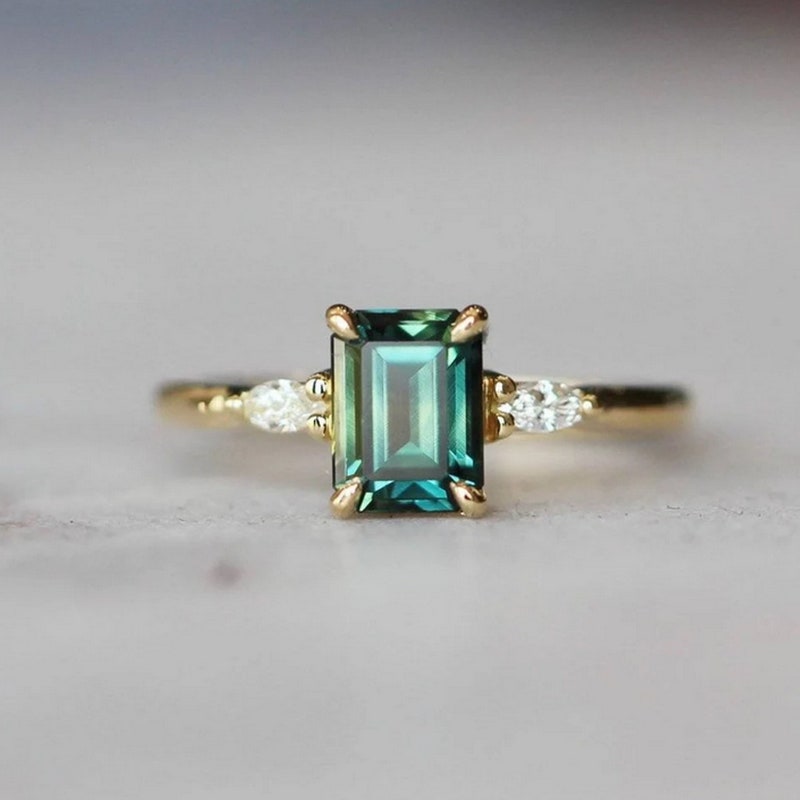 Teal Sapphire Ring - Etsy
